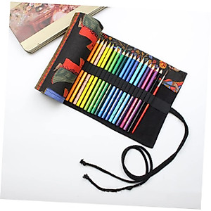 ULDIGI Slot Canvas Paint Brush Holder Up Storage Organizer for Artists Watercolor Oil Paint Pens Pencils Tree Pattern Design