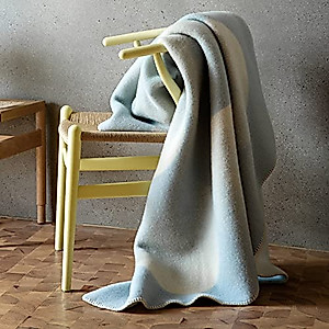 Roros Tweed Designer 100% Norwegian Wool Throw Blanket in Many Patterns (Moon in Crescent Blue)