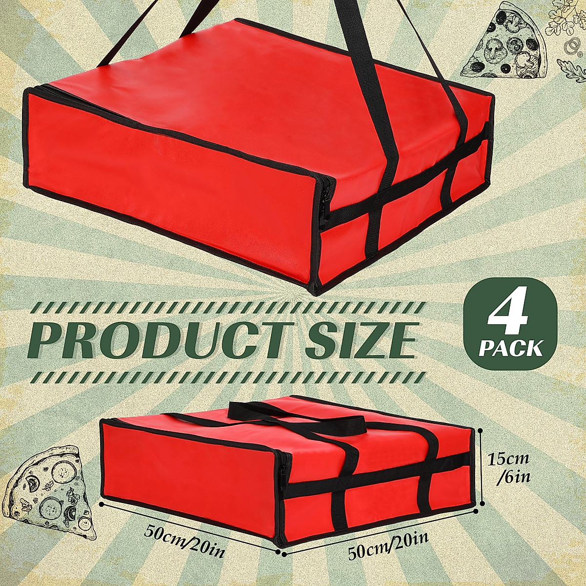 Sieral 4 Pieces Pizza Bags for Delivery Insulated Pizza Delivery Bag 20" x 20" x 6" Pizza Warmer Bags Insulated Food Delivery Bag Insulated Grocery Cooler Bag for Food Delivery Pizza Carrier