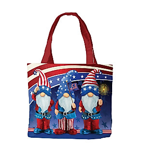Briarwood Lane Patriotic Gnomes Canvas Tote Bag 14.5" x 15"