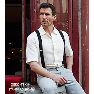 PIERROT Men’s Suspenders - One Size Adjustable and Elastic Suspenders for Men Trousers Heavy Duty with 4 Very Strong Clips