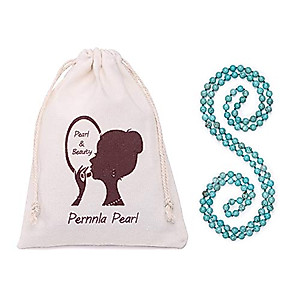 PERNNLA PEARL Natural Turquoise Endless Necklace Bohemian Long Beaded Strand Handmade Knotted Jewelry for Women Fashion Multi-strand Gemstone Necklace for Her 47.5”