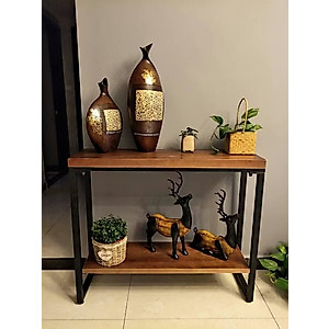 2 Tier Console Table Narrow Table, Narrow Side Table Shelf, Free Standing Rack with Storage Shelves for Living Room, Hallway, Entryway, Kitchen (L31.5—W12—H33.5)