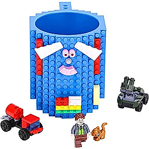 Gvendo Build-on Brick Coffee Mug,Novelty Funny DIY Coffee Cup with Building Blocks,Creative Water Coffee Cups Gifts for Birthday Christmas Kids Men Women (Blue)¡­