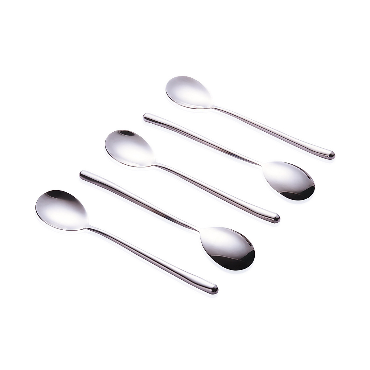 Miupoo Spoons,Stainless Steel Long handled soup spoons,Silver,10 Piece (8.7x1.6 Inches)