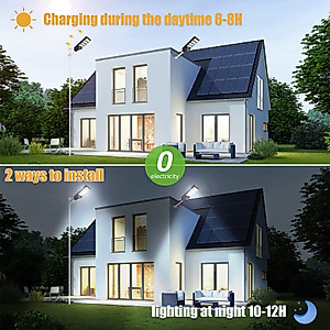 INSDEA 600W Solar Lights for Outside, 50000LM Dusk to Dawn Solar Street Light Motion Sensor, IP66 Waterproof Solar Security Flood Lights Outdoor for Garden,Yard,Parking Lot