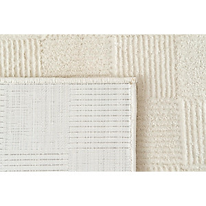 Revival Rugs Willow 4'x6' Machine Washable Area Rug for Kitchen Bedroom - 100% Recycled Oeko-TEX Certified, Medium Pile, Beige, Cream