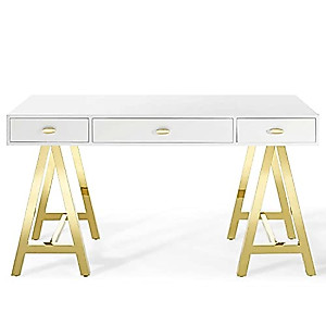 Modway Jettison Office Desk, Gold White