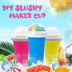 CHAOMIC 2PCS Slushie Cup, Magic Slushy Maker Squeeze Cup Smoothie Cups With Lids And Straws For Kids & Adults