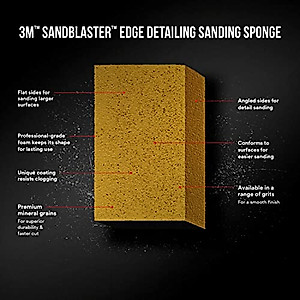 3M SandBlaster Dual Angle Sanding Sponge Gold, 4.5 in. x 2.5 in. x 1 in., 320 Grit, 3/Pack