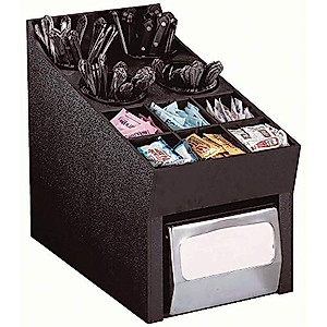 Dispense-Rite NLO-SWNH Countertop Multi-Purpose Organizer with Napkin Dispenser, Black Polystyrene