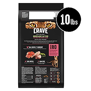CRAVE Grain Free Indoor Adult High Protein Natural Dry Cat Food with Protein from Chicken & Salmon, 10 lb. Bag