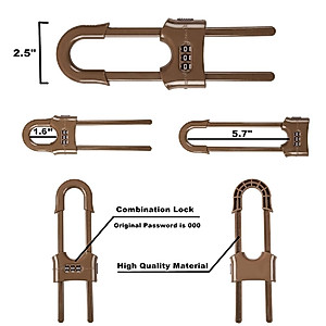 Child Proof Sliding Cabinet Door Code Locks Baby Safety Cupboard Locks Adjustable U Shaped Cabinet Latches for Knob Handle Drawers Closet (4 PCS, Coffee)