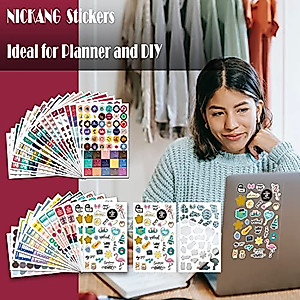 NICKANG Planner Stickers and Accessories | 31Sheets/1740+Pcs | Productivity & Decorative Stickers and Accessories, Ideal for Budget, to Do List, Journals, Calendars, Daily, Women, Adults, Holiday