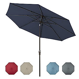 Tempera 10' Outdoor Market Patio Table Umbrella with Auto Tilt and 360°swivel, with Sturdy Pole&Fade Resistant Sunbrella Canopy, Easy to Set,Indigo