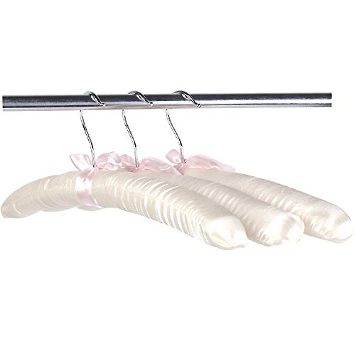 LOHAS Home 15.2inches Luxurious Satin Padded Blouse Hangers for Dresses, Bridal, Lingerie, Woolen Items etc, Pack of 10 in Cream White