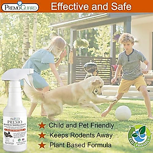 Rodent Repellent Spray by Premo Guard - 32 oz - Natural Child & Pet Safe - Uses Peppermint Oil to Repel Mice, Rats, Skunks, Raccoons, Deer & Other Unwanted Animals - Ready to Use for Indoor & Outdoor