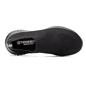 LANCROP Women's Lightweight Walking Shoes - Casual Breathable Mesh Slip On Sneakers Wide 9.5 M US All Black