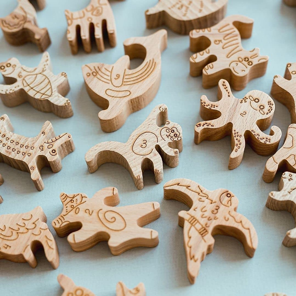 Stacking Blocks 42 pcs Large Gift Set Wooden Balancing Game Funny Animals Building Blocks Wooden Kids Blocks in Gift Box Balance Toy Stack Game Holiday Birthday Gift Wooden Stacking Toy Funny Anim-42