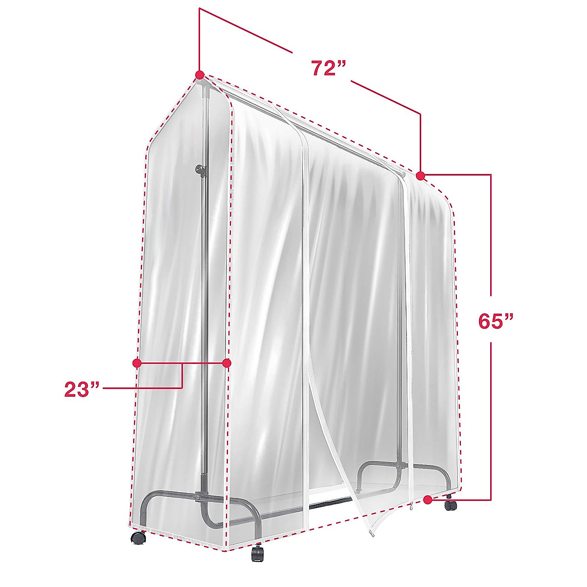 Sorbus Garment Rack Cover - 6 Ft Transparent Clothes Rail Cover, Garment Coat Hanger Protector Clothing Storage for Dresses, Suits, Coats, and more