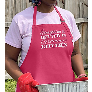 Grammy Gifts For Women Everything Is Better In Grammy's Kitchen Two Pocket Adjustable Bib Apron Heliconia