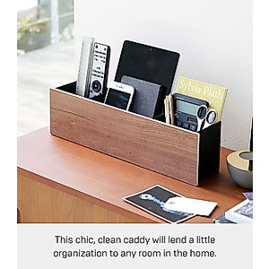 Yamazaki Home Rin Desk Organizer - Tv Remote Control And Pen Holder - Large - Steel + Wood