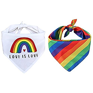 Tinsow 2 Pcs Dog Bandanas Gay Pride Rainbow Bandanas Cotton Handkerchiefs Party Supply Pet Bandana