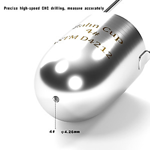 Viscosity Cup No. 4 Zahn Cup, 4 Viscometer Dip Type 44ml Viscosity Cup for Paint Sprayer, Stainless Steel Flow Cup for Oil Paint Finishes Honey Sauce