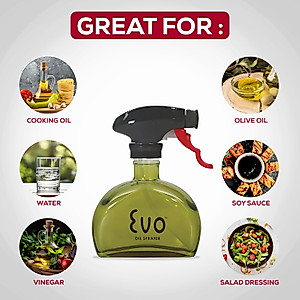 Evo Oil Sprayer Glass, Non-Aerosol for Olive, Cooking Oils, and Vinegars, Green, 6-Ounce Capacity