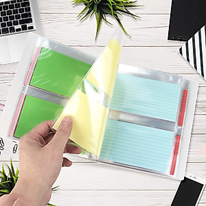 Tecmisse Index Cards Holders, 3 x 5 Inch Flash Cards Notecards Organizer, Holds 160 Pieces Cards, Clear Plastic Index Cards Pockets for Study Cards, Recipe Cards and Note Cards