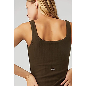 Alo Yoga Women's Ribbed Minimalist Tank, Espresso, X-Small