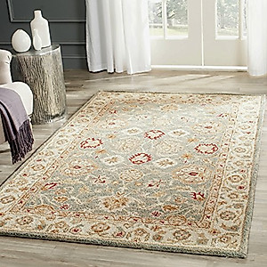 SAFAVIEH Antiquity Collection 3' x 5' Grey Blue / Beige AT822A Handmade Traditional Oriental Premium Wool Area Rug