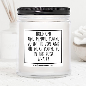 YouNique Designs 70th Birthday Candles for Home Scented Candle 9oz - 70 Year Old Birthday Gifts for Women, 70th Birthday Gifts for Men, 70 Year Old Woman - 70 Birthday Candles (Lavender & Vanilla)