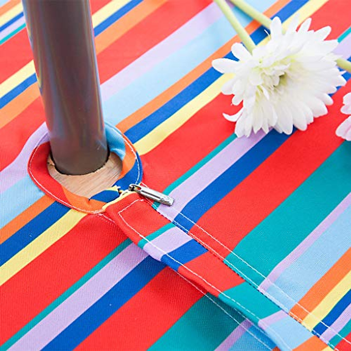 SquarePie Outdoor Tablecloth Rectangle Stain Resistant Waterproof Table Linen Table Cover with Umbrella Hole and Zipper for Picnic Patio Garden Party Tables, 52x70 Color Stripe