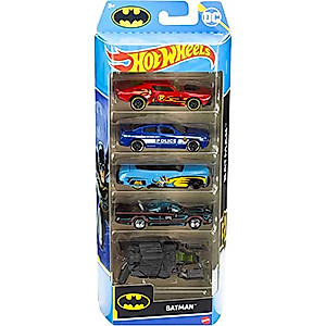 Hot Wheels Batman 5-Pack, Set Of 5 Batman-Themed Toy Cars In 1:64 Scale (Styles May Vary)