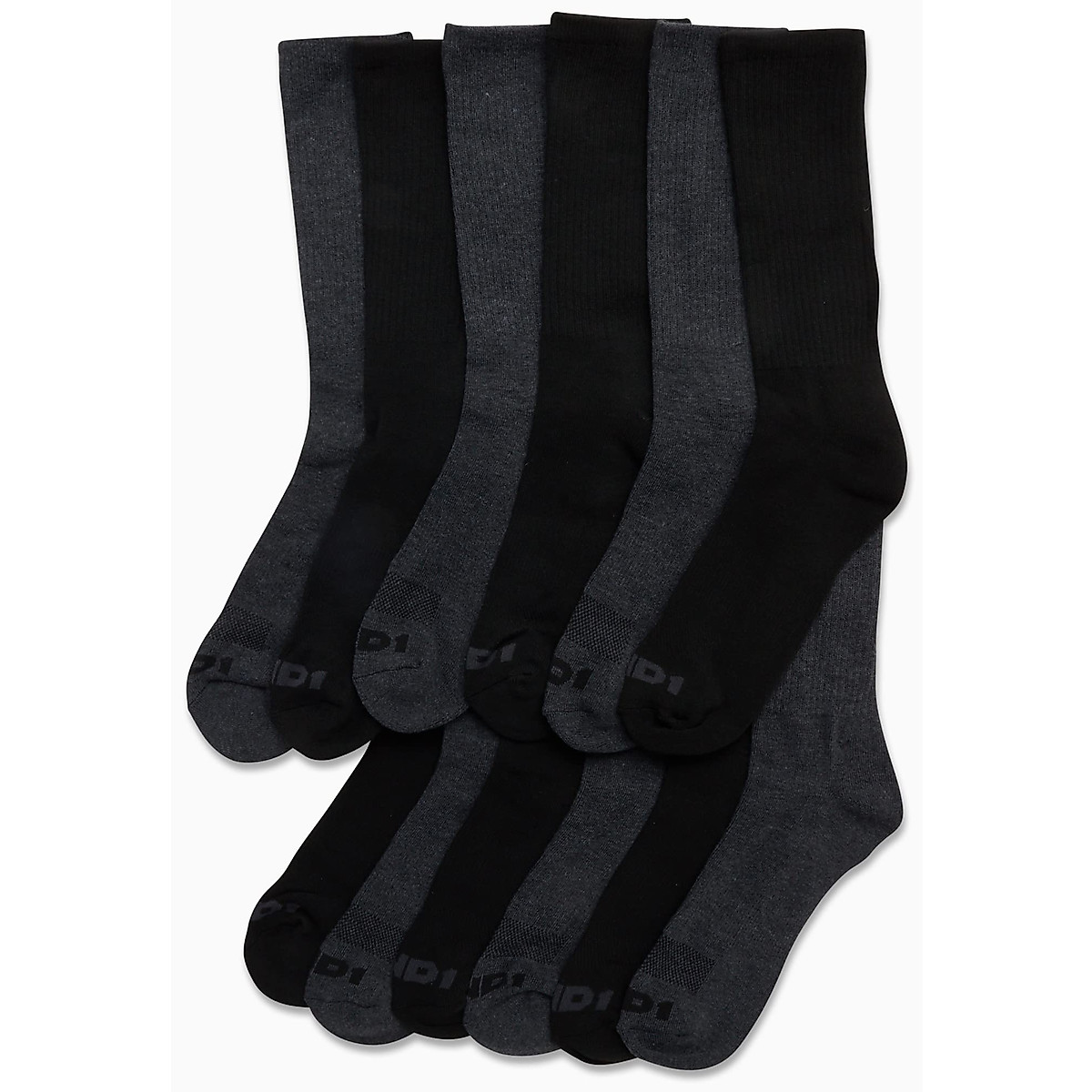 AND1 Men's Athletic Arch Compression Cushion Comfort Crew Socks (12 Pack), Size 6-12.5, BlackGray