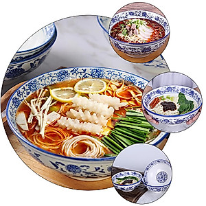 DOITOOL Blue White Porcelain Soup Bowls Chinese Jingdezhen Ramen Noodle Udon Pasta Soup Donburi Salad Fruit Bowl Food Serving Bowl 7inches