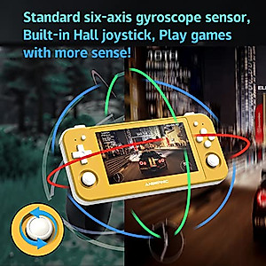 RG505 Handheld Game Console , Android 12 System Unisoc Tiger T618 CPU 4.95 Inch OLED Touch Screen with 128G TF Card 3172 Games Support 5G WiFi 5.0 Bluetooth (Yellow)