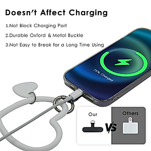 Luckyvestir Silicone Phone Lanyard, Heart Cell Phone Hand Wrist Strap with 2 Universal Tether Tab Smartphone Key Chain Wristlet Bracelet (White)