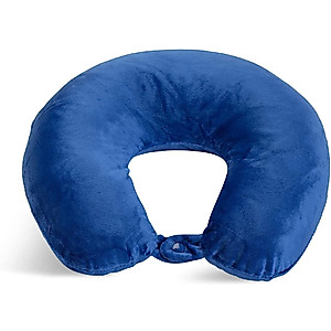 Wolf Essentials Adult Cozy Soft Microfiber Neck Pillow, Compact, Perfect for Plane or Car Travel, Cobalt