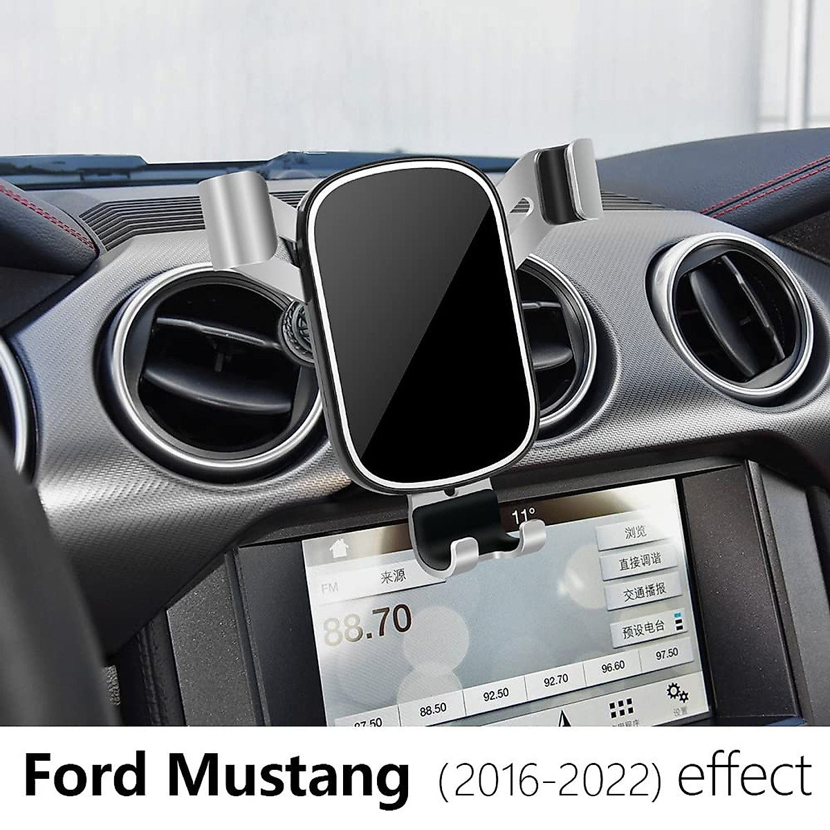 LUNQIN Car Phone Holder for 2016-2023 Ford Mustang Auto Accessories Navigation Bracket Interior Decoration Mobile Cell Phone Mount