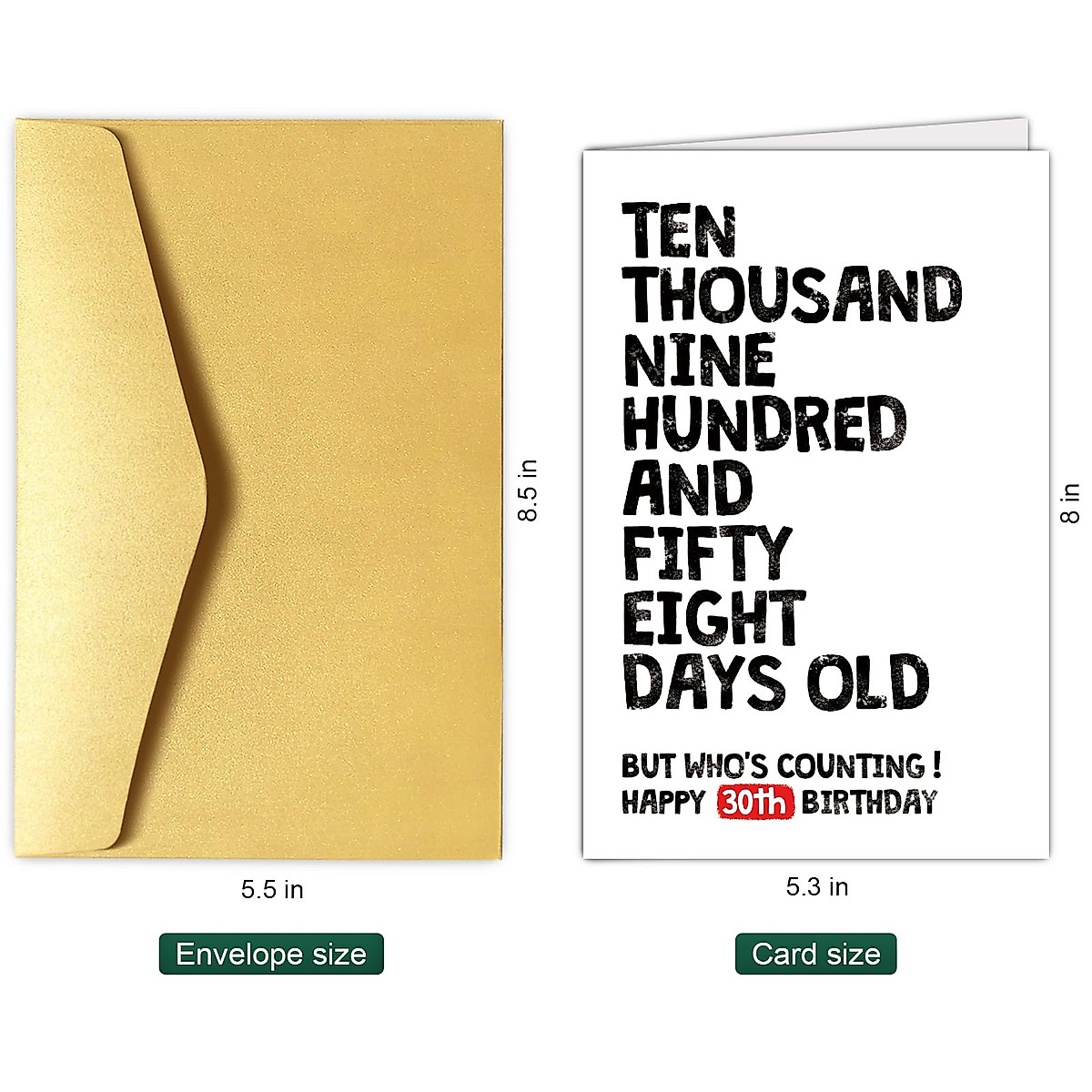 Funny 30th Birthday Card for Him Her, 30 Years Old Birthday Card, Happy 30th Birthday Card, 10958 Days Old But Who's Counting 30th Bday Card