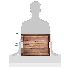 Amazon Basics Large 19-Inch Handled Serving Tray - Melamine with Matte Acacia Wood decal