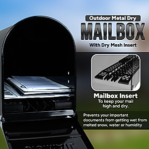 Dry Mailbox – Outdoor Metal Mailbox with Mailbox Insert to Keep Mail Dry | Weatherproof Mailbox for Outside for Secure Deliveries | Standard Outside Mailboxes | US Postal Service Approved - Black