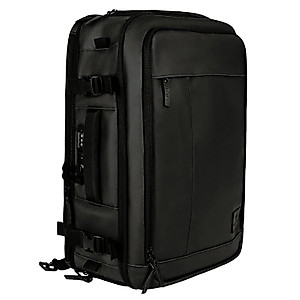 Here & Now Supply Travel Laptop Backpack for Men & Women | Casual Large Water Resistant Anti-Theft Hiking Backpack suited for Outdoors and Indoor use with Duffle Bag Strap | Black (Onyx)