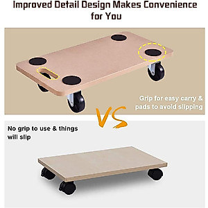 Tandagy Dolly Cart Set of 2 Multipurpose Furniture Mover Heavy Duty Wood Rolling Mover with Wheels Moving Carrier with 22.8" x11.2" Platform Holds 2 * 500 Lbs for Appliances and Boxes (2)