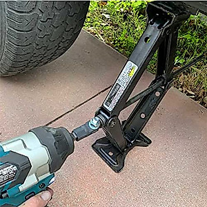 1/2" Scissor Jack Adapter Drill Adapter for Use with 1/2 Inch Drive/Impact Drills/Ratchet or Standard Drive Sockets or 13/16 Inch Lug Wrench/Tire Iron Make Your Scissor Jacks Lifting Easier (1)