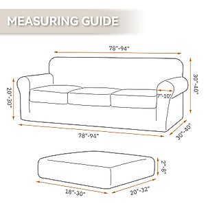 KEKUOU 4 Pieces Stretch Couch Covers for 3 Cushion Couch Sofa pet Friendly， Sofa Covers Washable Soft Elastic Dogs Furniture Protector(Sofa,Black)