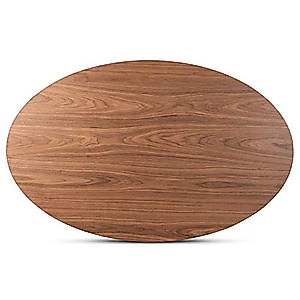 Baxton Studio Monte Mid-Century Modern Walnut Brown Finished Wood 71-Inch Oval Dining Table