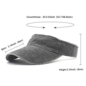 HH HOFNEN Sports Sun Visor Hats Twill Cotton Ball Caps for Men Women Adults Kids (#1 Gray N)